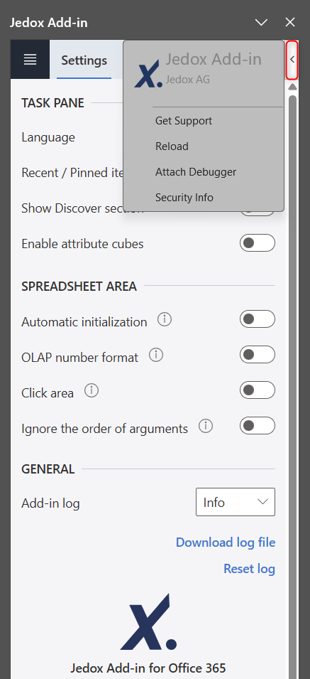 Features in Add-in for Excel 365