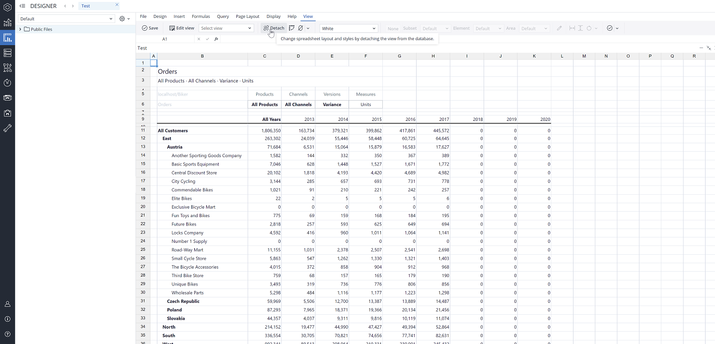 Detaching Jedox Views
