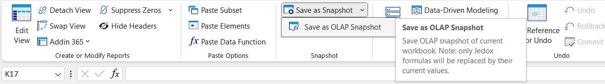 Snapshot in Excel COM Add-in