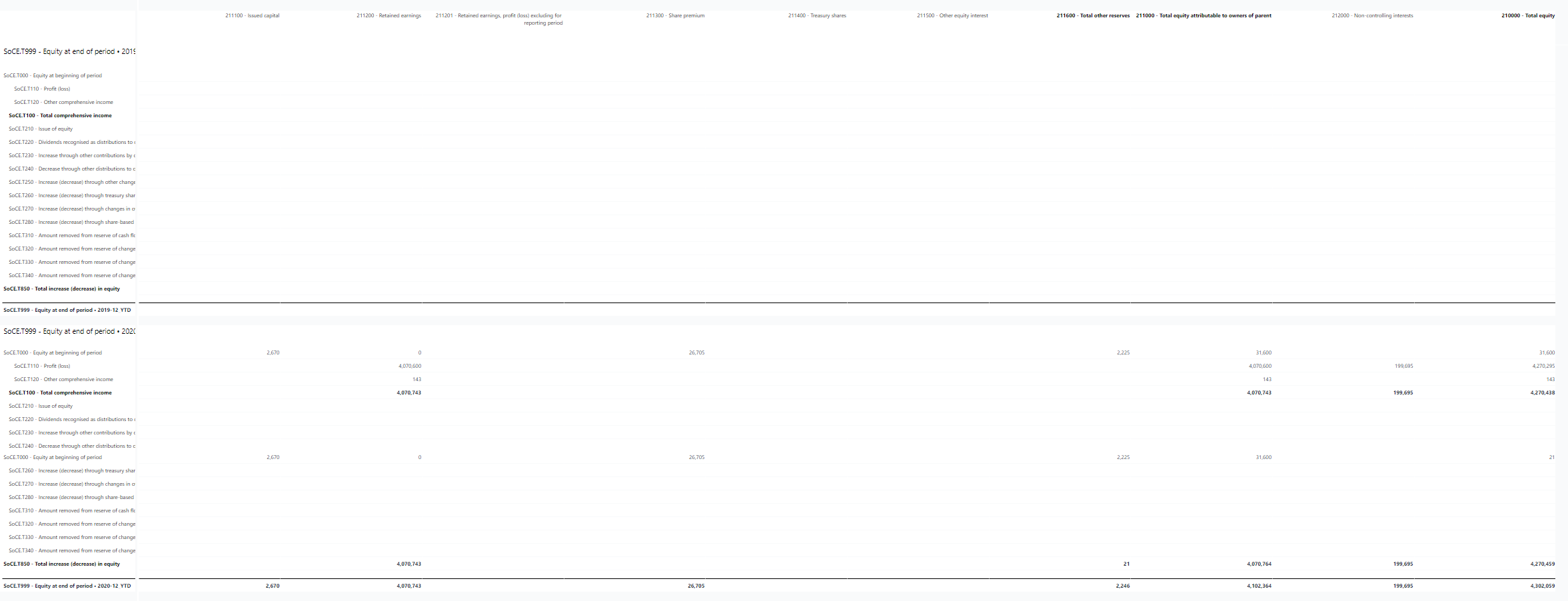 Consolidated Changes in Equity Report (Part of Consolidated Balance Sheet)