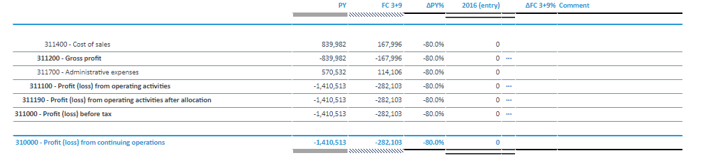 Profit Center Budget Report