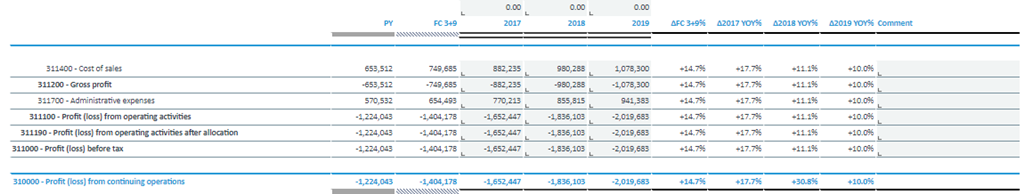Profit Center Mid-Term Planning Report