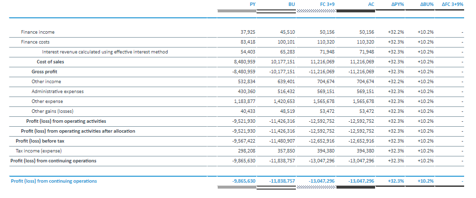 Profit Center Actual Report