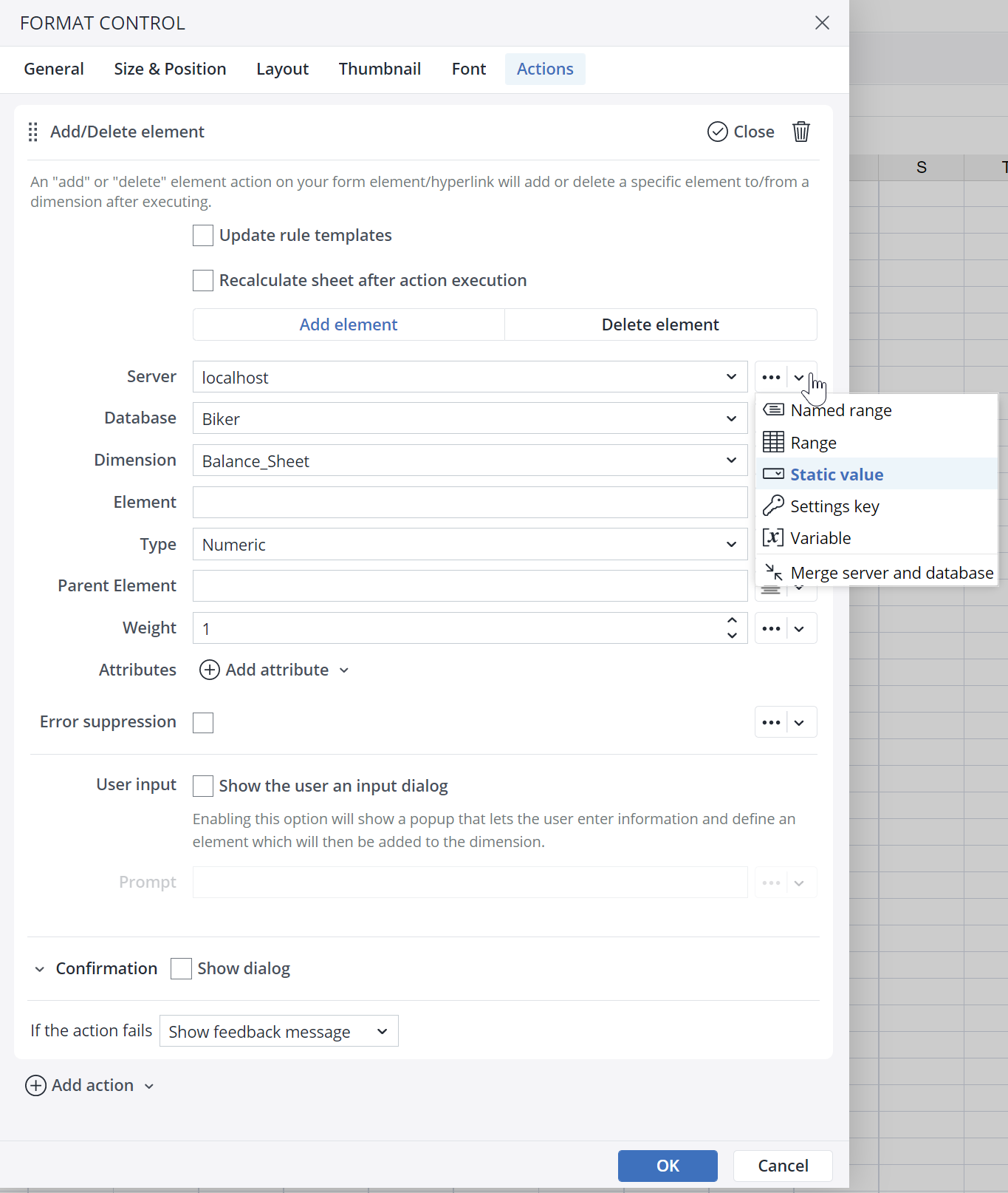 Jedox Web Actions: Add/Delete Element