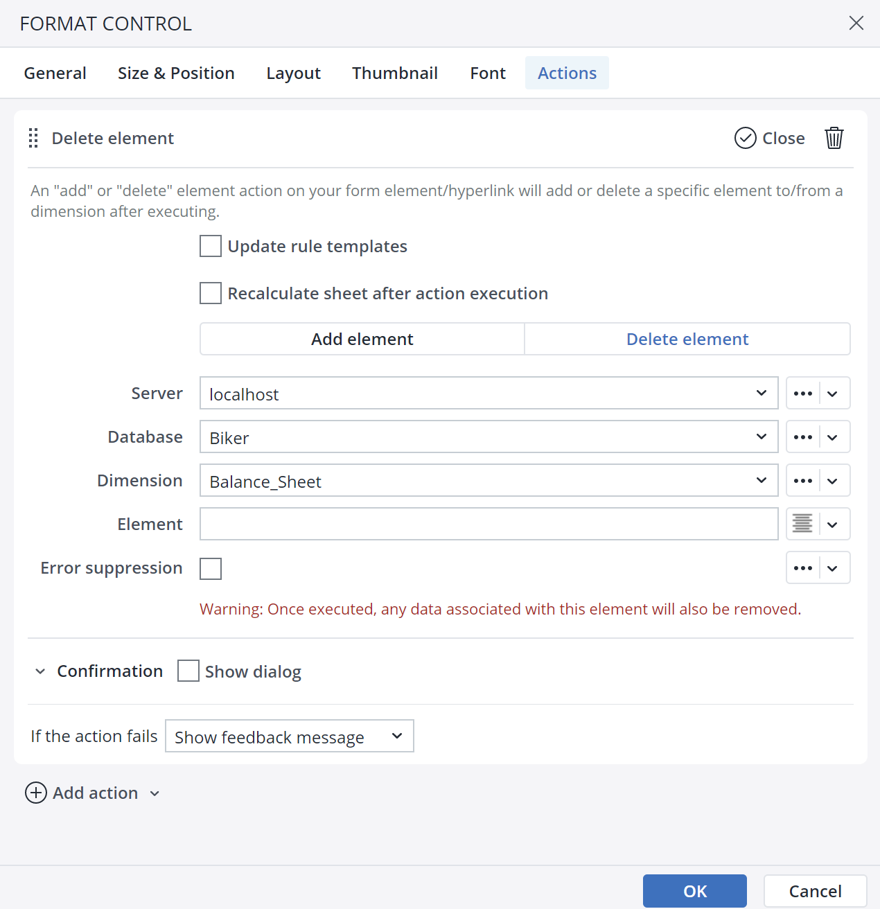 Jedox Web Actions: Add/Delete Element