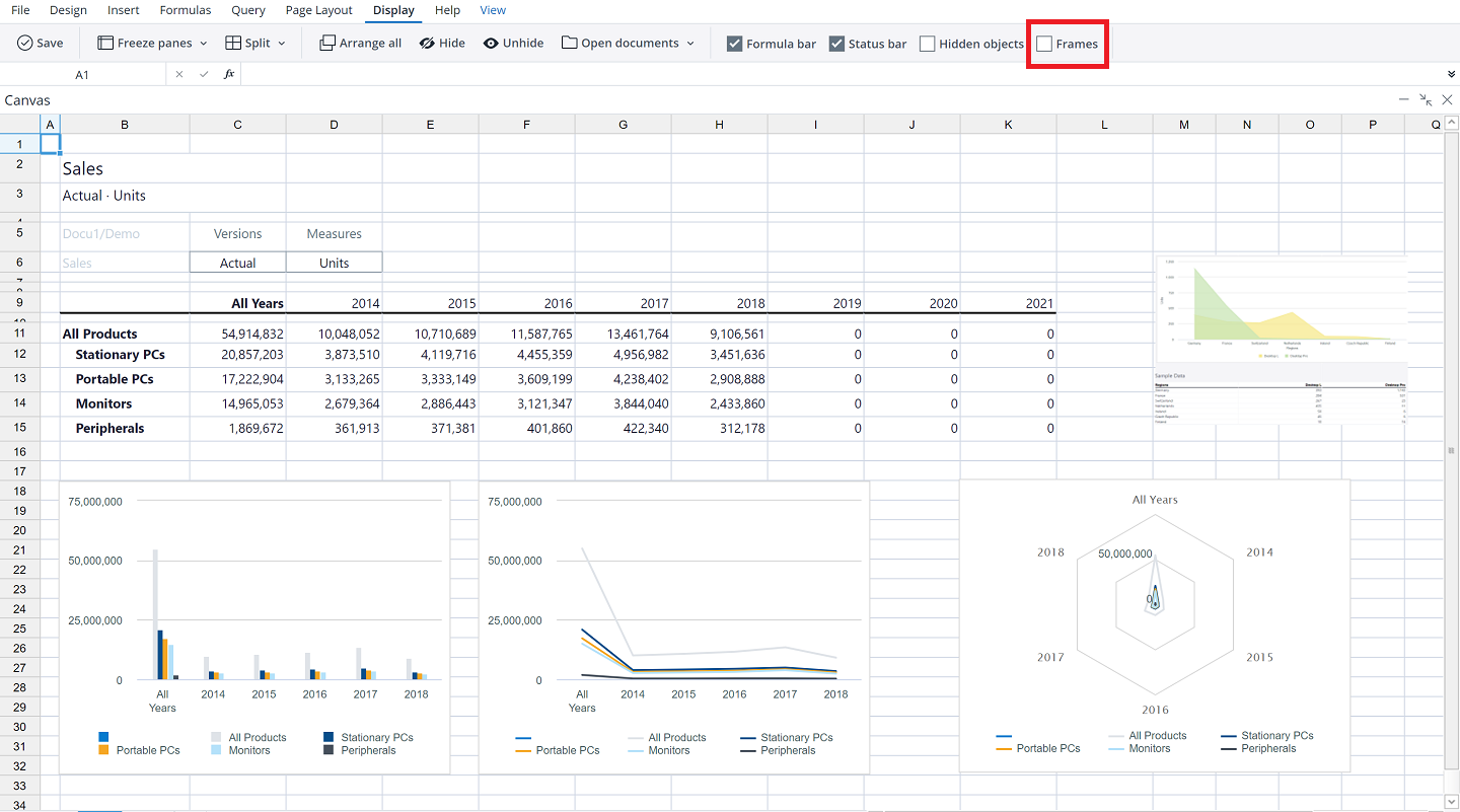 Adding Web Spreadsheet Workbooks Components to Canvas