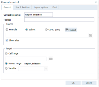 Example: Report with Comboboxes and two interdependent vertical DynaRanges