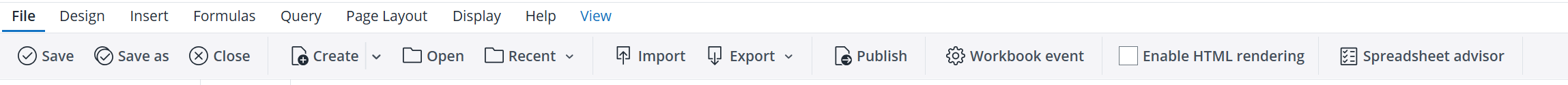 File Tab in Jedox Ribbon