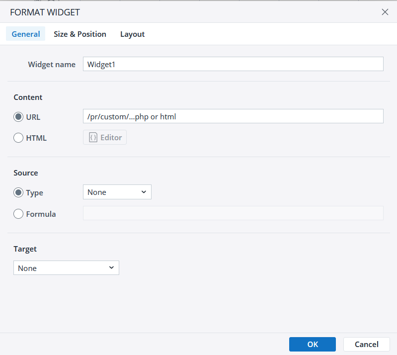 Inserting a New Widget