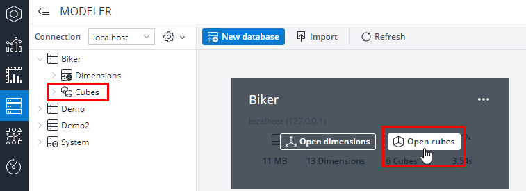 Managing Cubes in Modeler